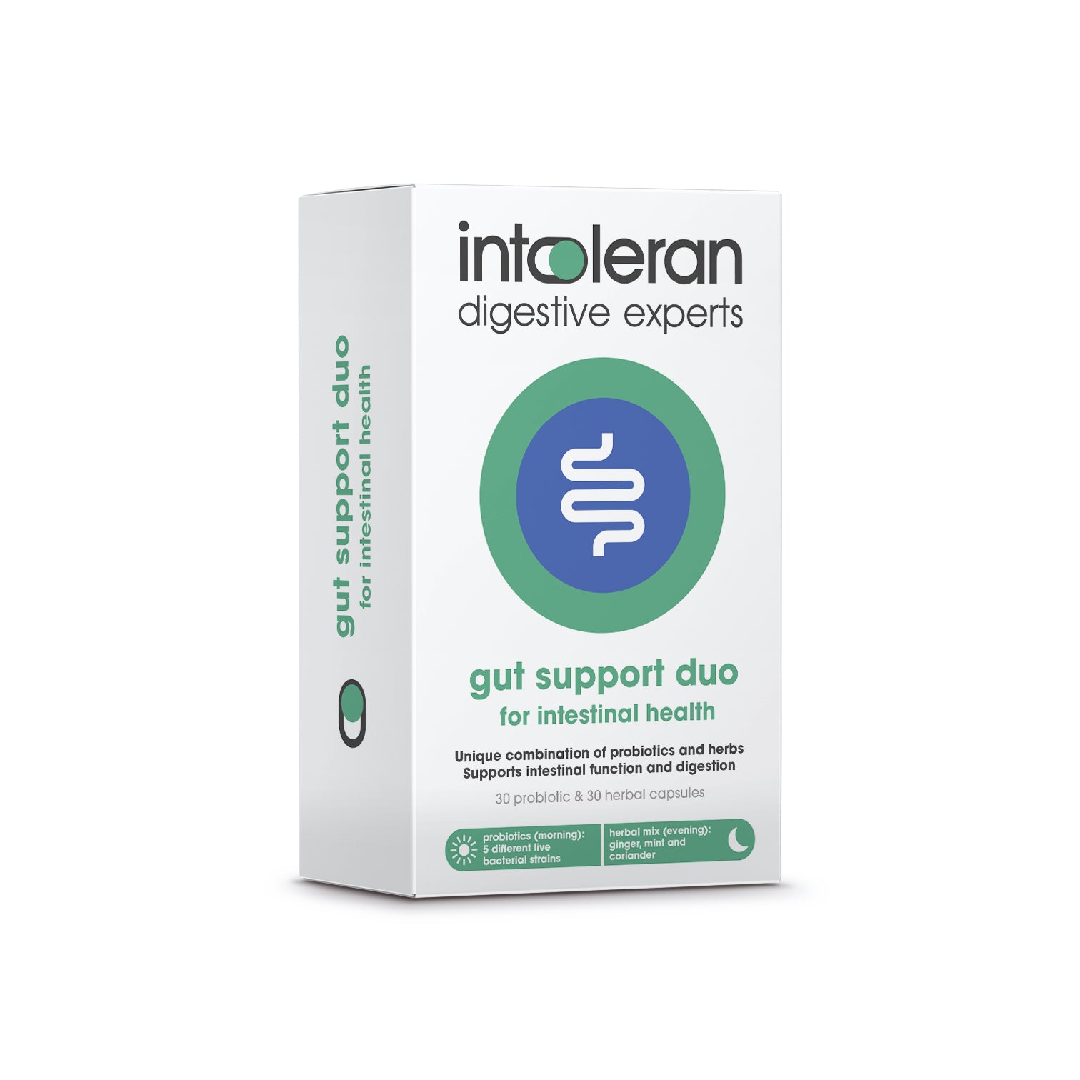 gut support duo (30 probiotic + 30 herbal capsules) – Intoleran